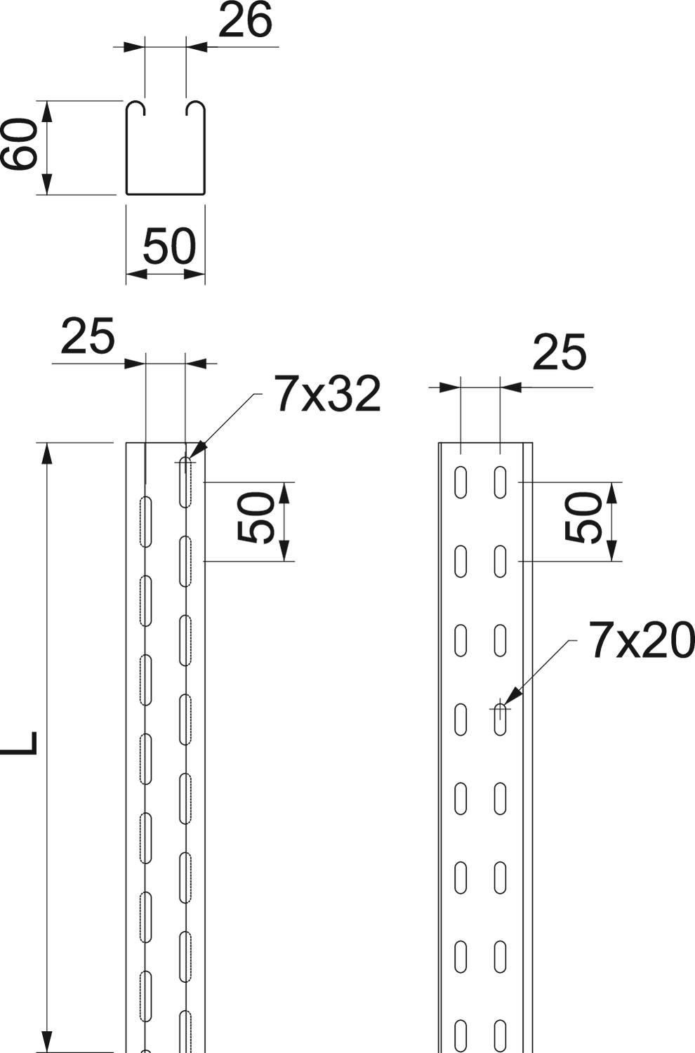 Cable tray RKS 60 FS perforated, w/o floor beading 3000 | 75 | 0.75 ...
